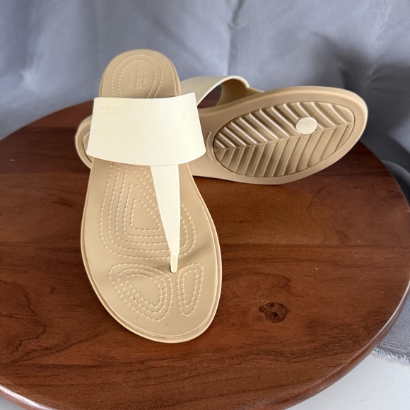 CROCS | Shoes | Crocs Tulum Sandals Womens Sz9 Beigetaupe Rubber Flip ...